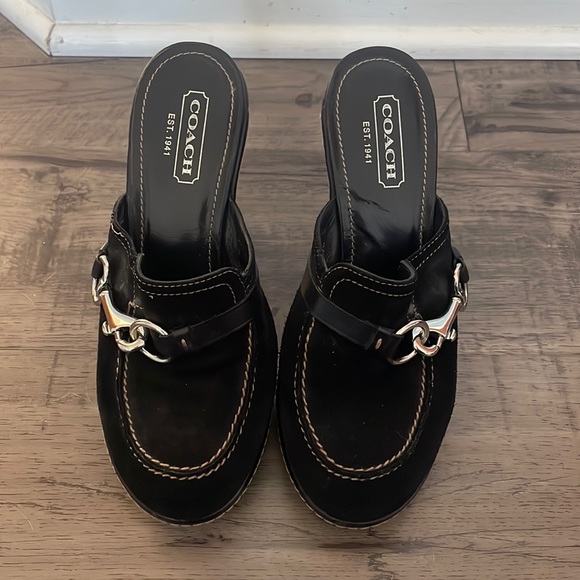 Coach | Shoes | Coach Black Suede Mules | Poshmark